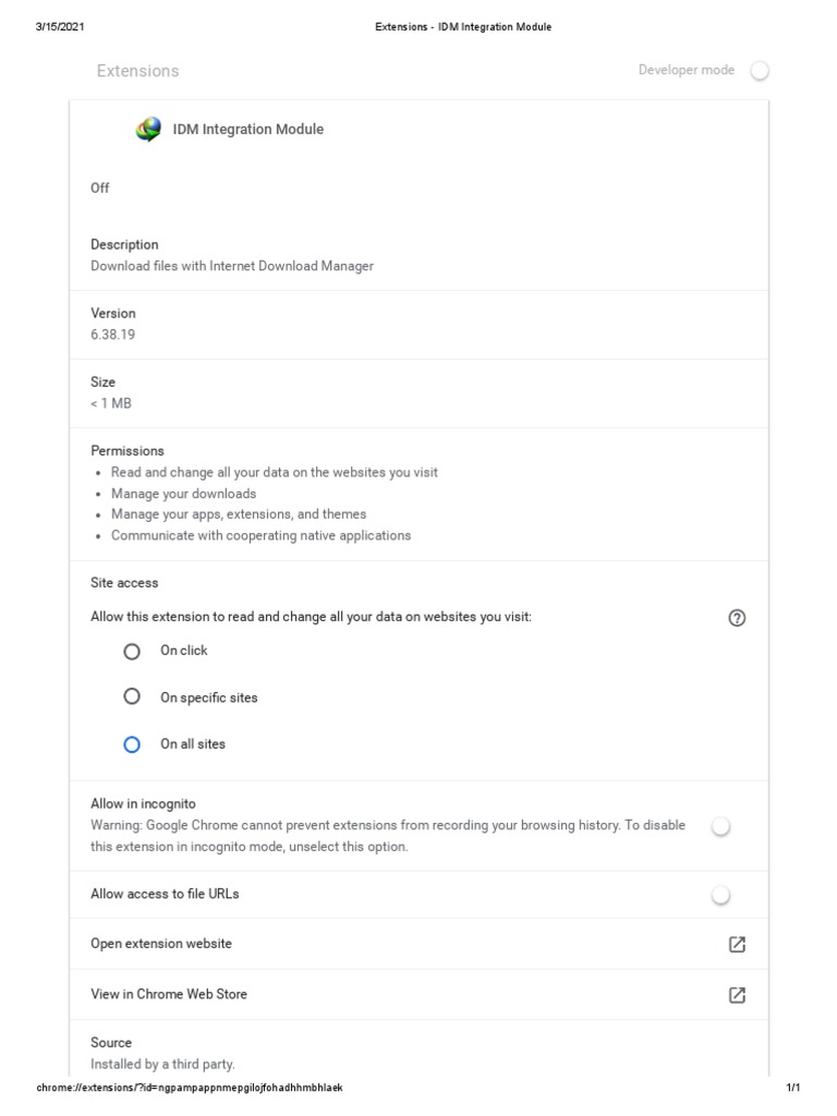 Extensions - IDM Integration Module | PDF