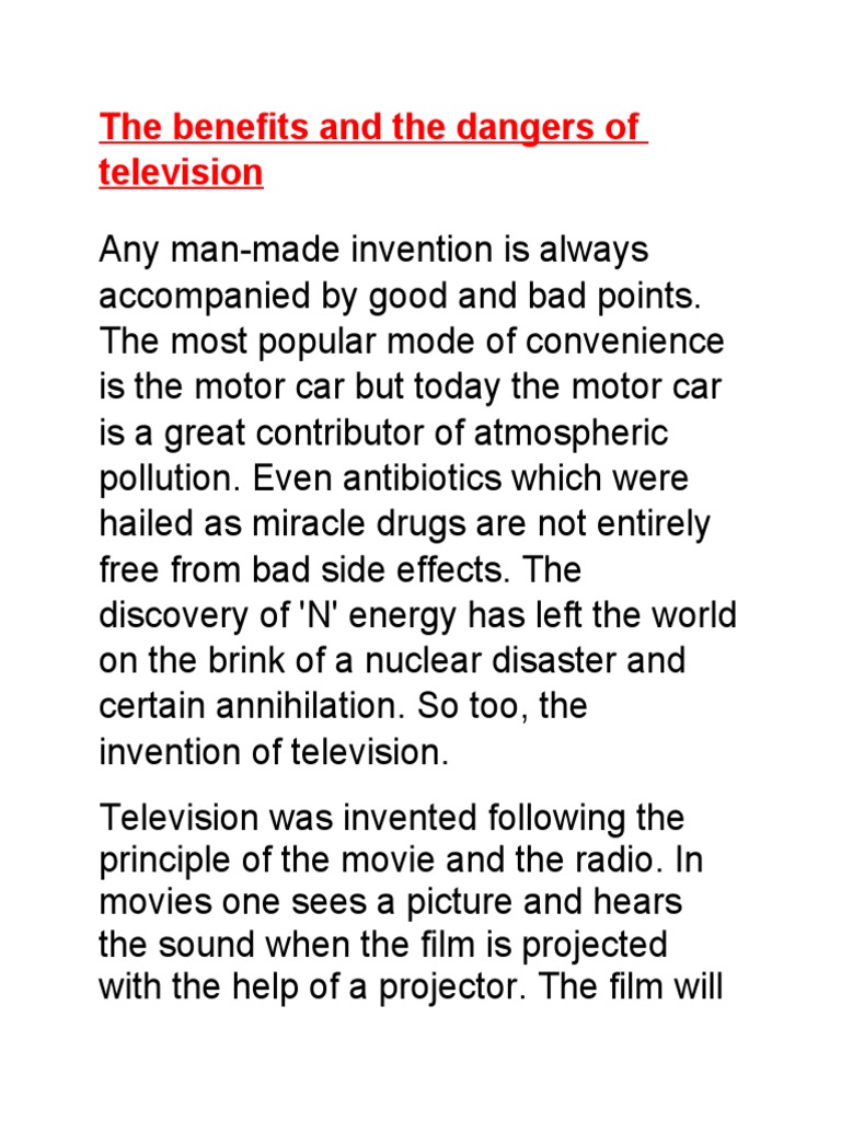 The Benefits & Dangers of Television | PDF | Entertainment (General)
