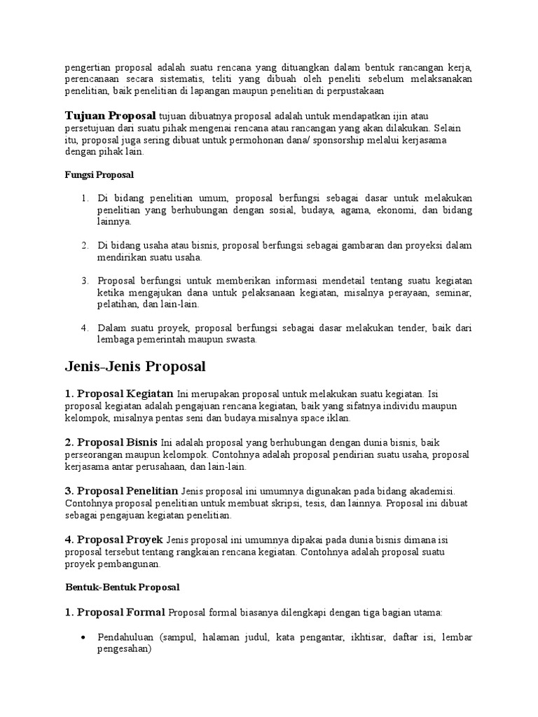 Pengertian Proposal Adalah Suatu Rencana Yang Dituangkan Dalam Bentuk ...