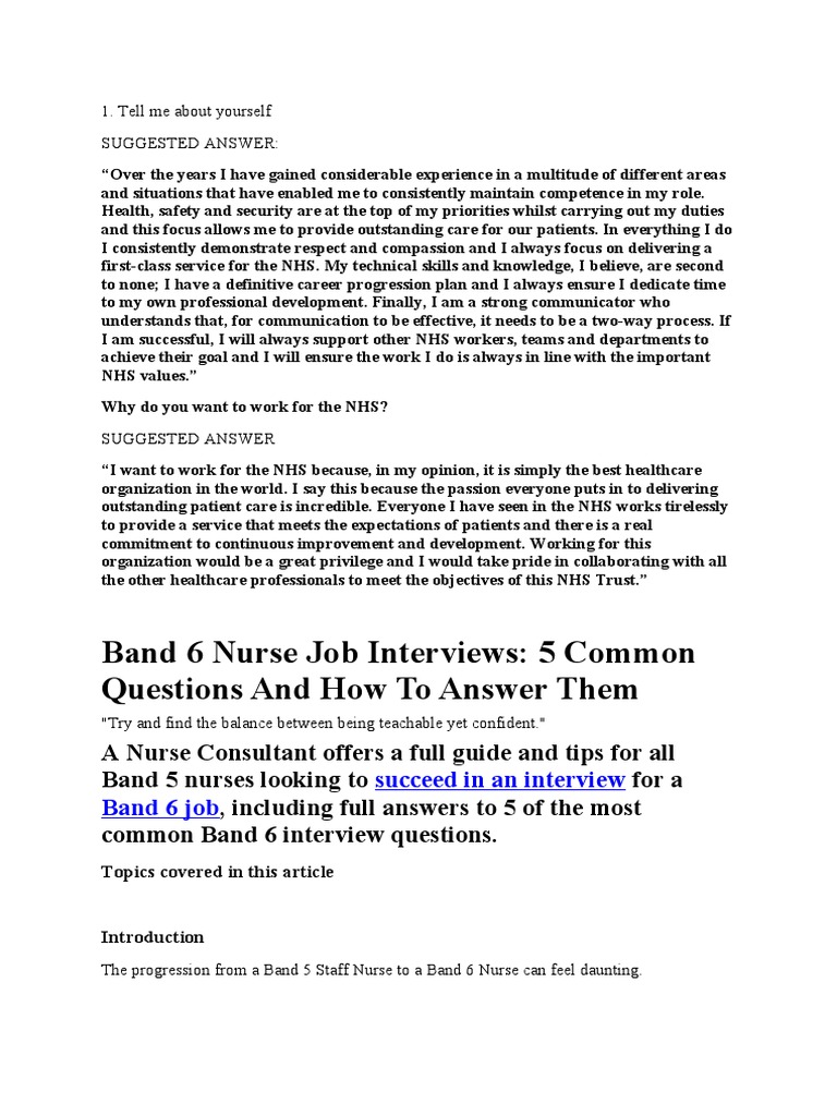 Band 6 Nurse Job Interviews: 5 Common Questions and How To Answer Them ...