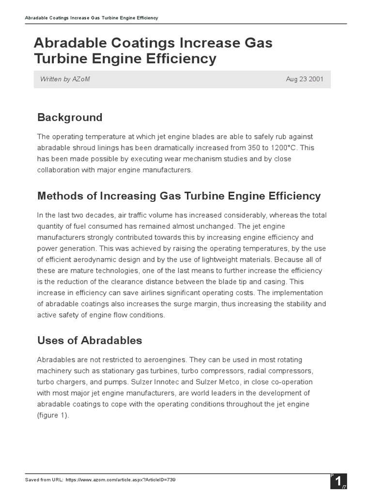 Abradable Coatings Increase Gas Turbine Engine Efficiency | Download ...