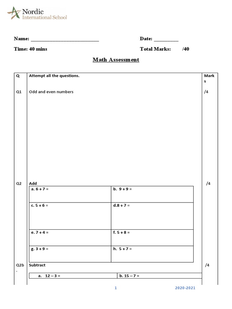 Final Math Year 2 Assessment | PDF | Teaching Mathematics