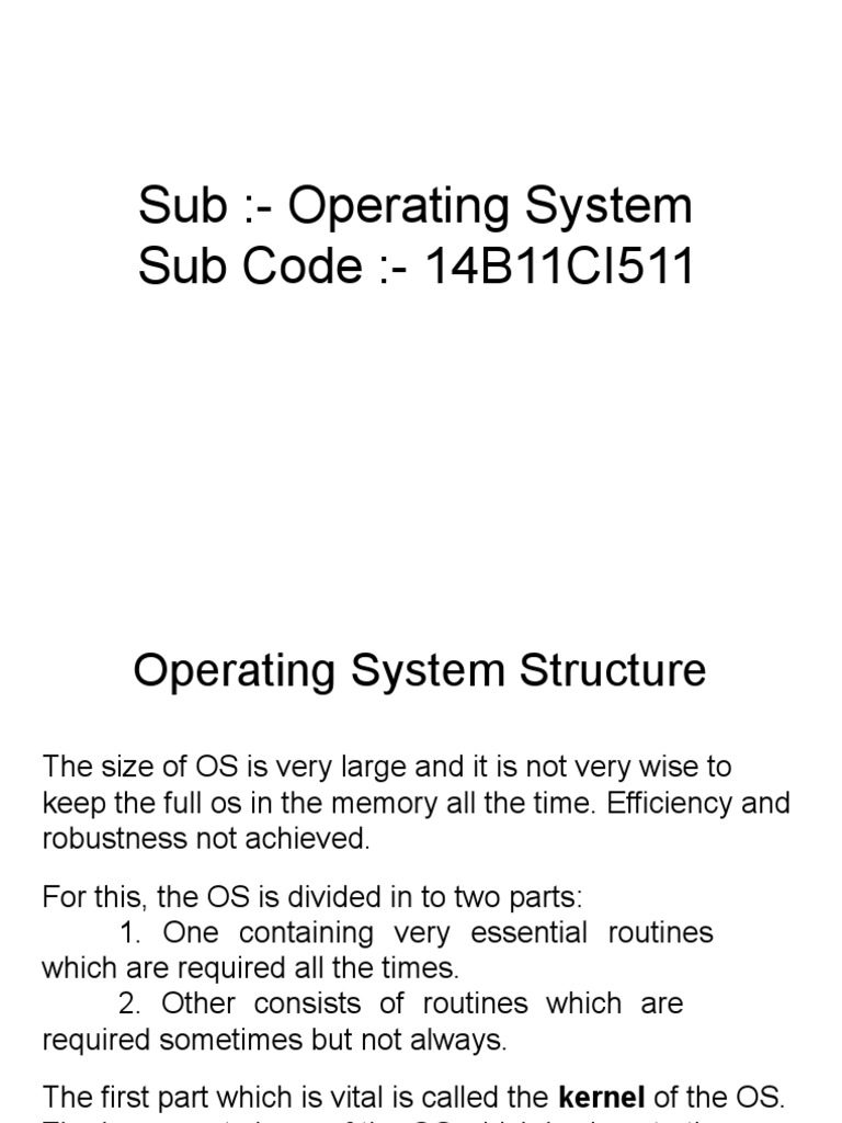 Sub:-Operating System Sub Code: - 14B11CI511 | PDF | Kernel (Operating ...
