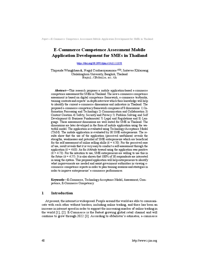 E-Commerce Competence Assessment Mobile | PDF | E Commerce | Competence ...