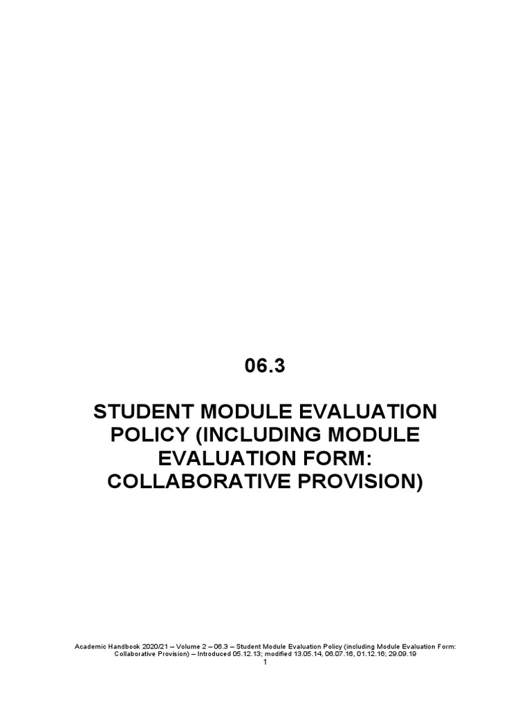 Student Module Evaluation Policy: Ensuring Quality Improvement Through ...