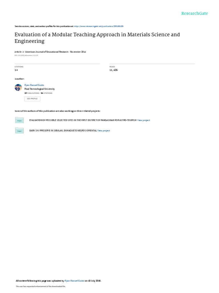Evaluation of A Modular Teaching Approach in Mater | Download Free PDF ...