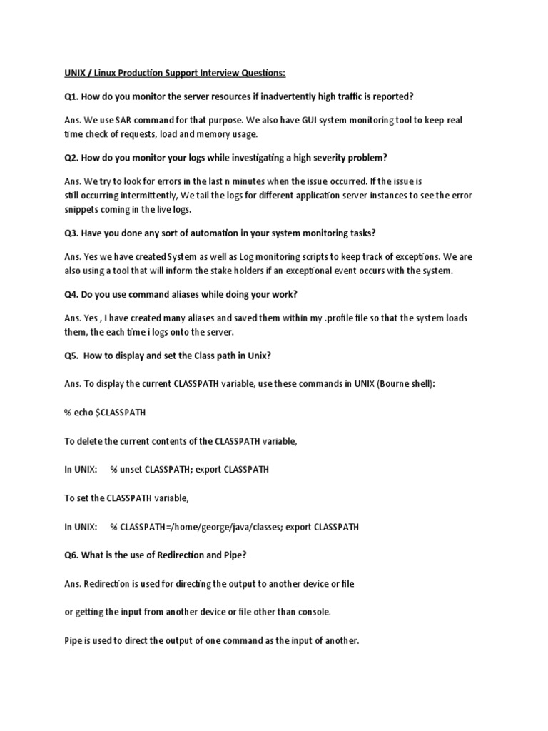 Linux Production Support Interview Questions | PDF | Computer File ...