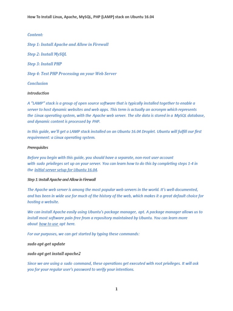 How To Install Linux Apache Mysql Php Lamp Stack On Ubuntu 1604 Pdf Php Apache
