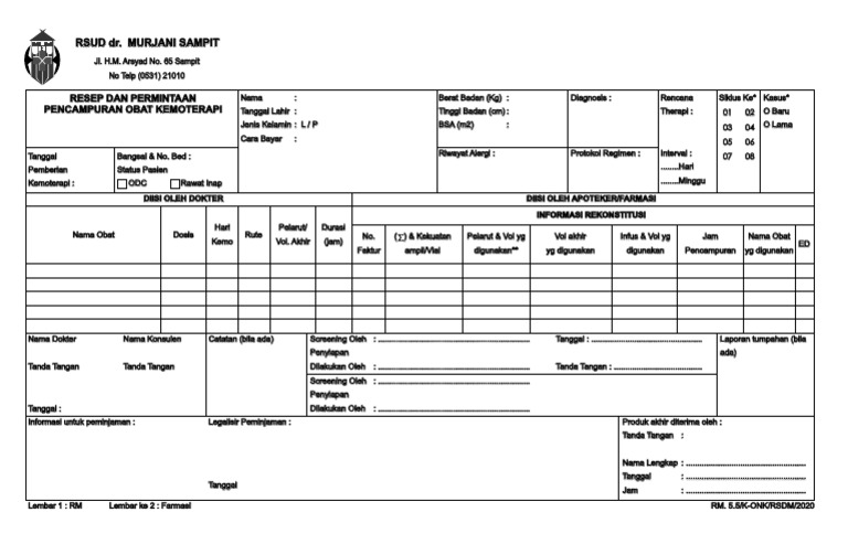 Resep & Permintaan Pencampuran Obat Kemoterapi | PDF