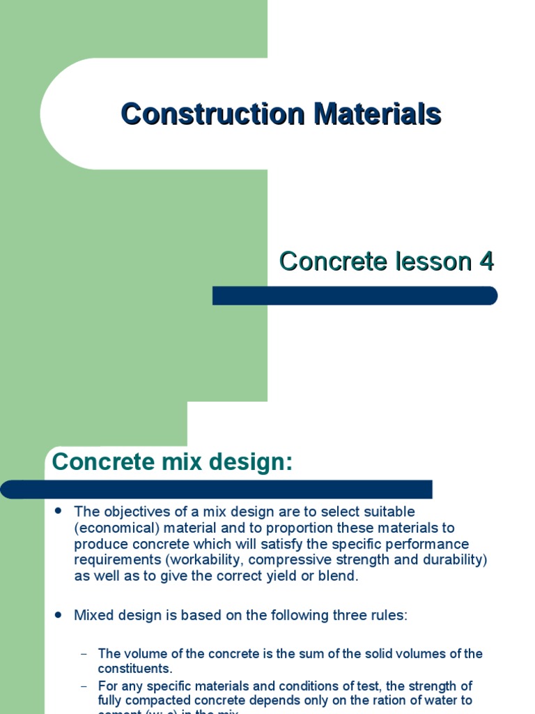 Concrete Lesson 4 | PDF | Concrete | Cement