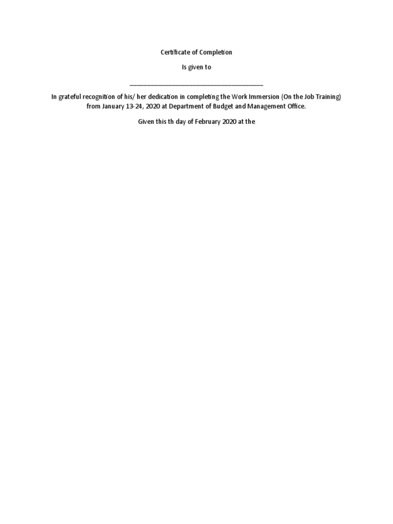 Certificate of Completion-DBM | PDF