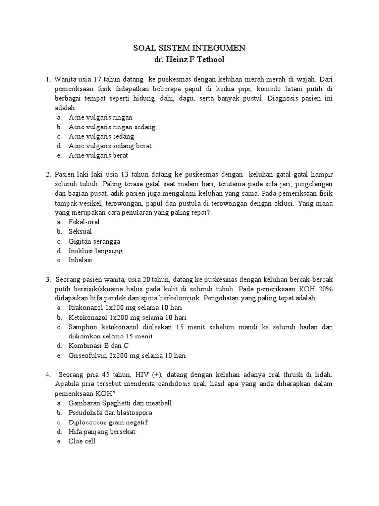Soal Sistem Integumen | PDF