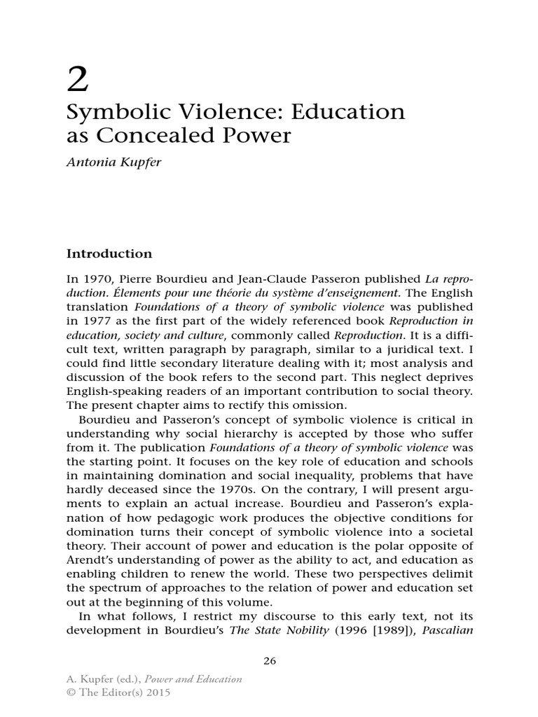 Symbolic Violence: Education As Concealed Power: Antonia Kupfer ...