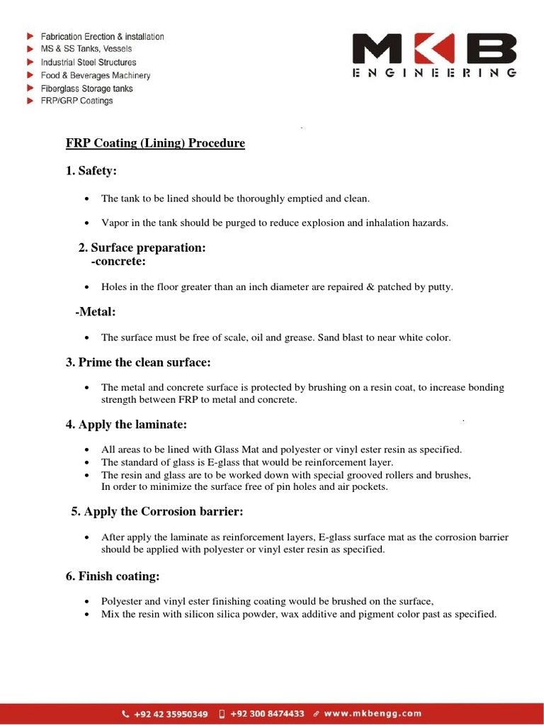 FRP Coating Procedure | PDF