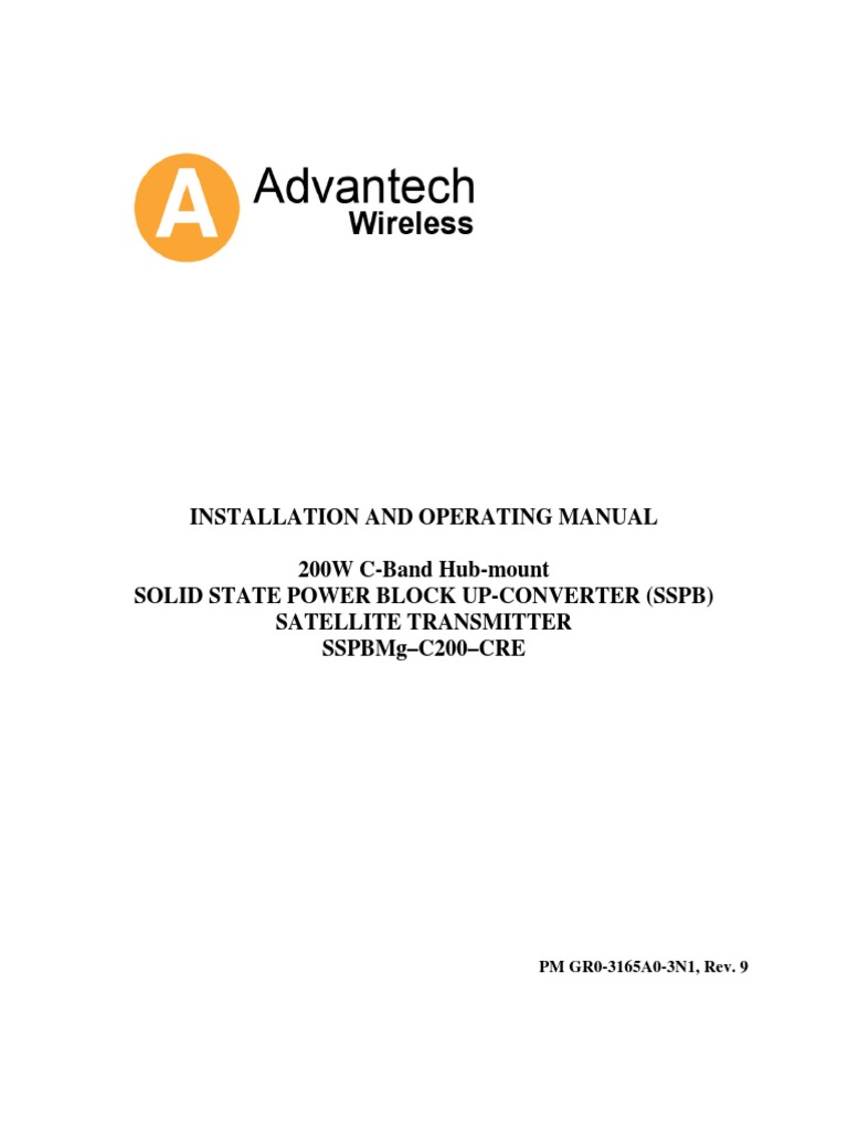 Installation and Operating Manual 200W C-Band Hub-Mount Solid State ...