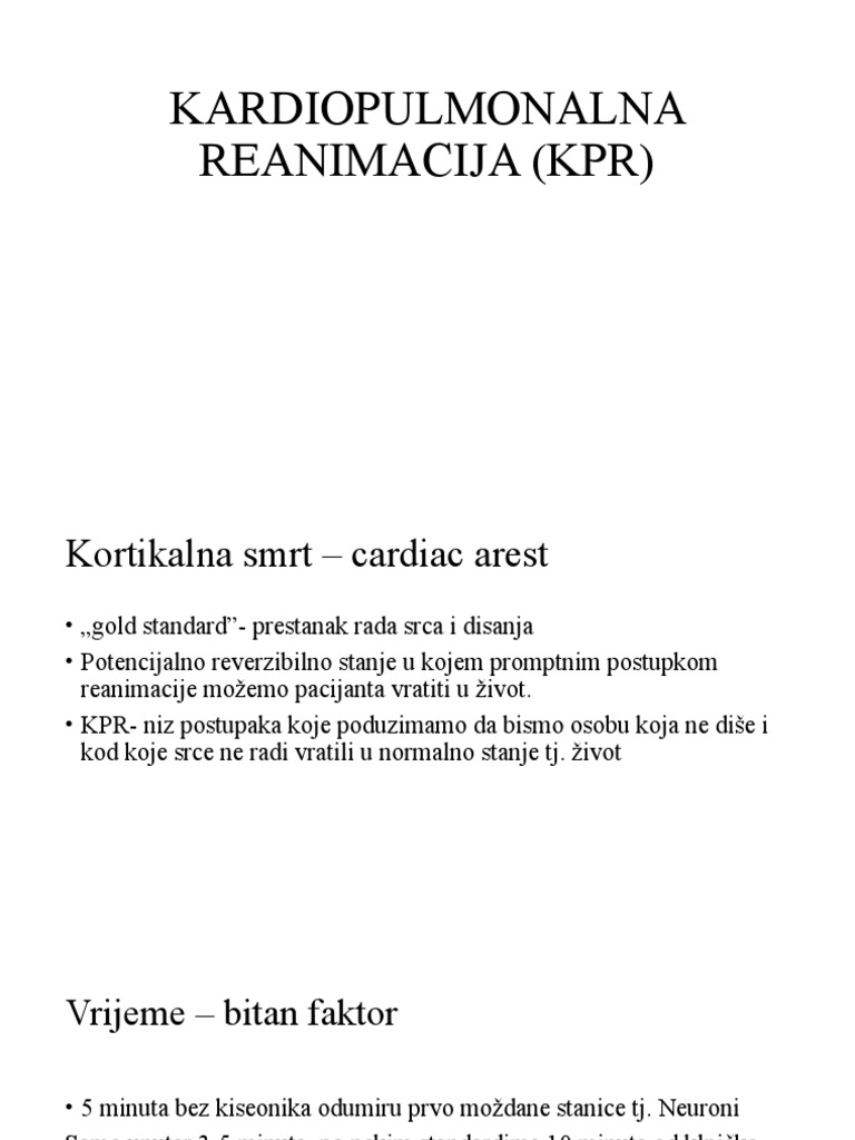 Kardiopulmonalna Reanimacija (KPR) - 1609959800 | PDF