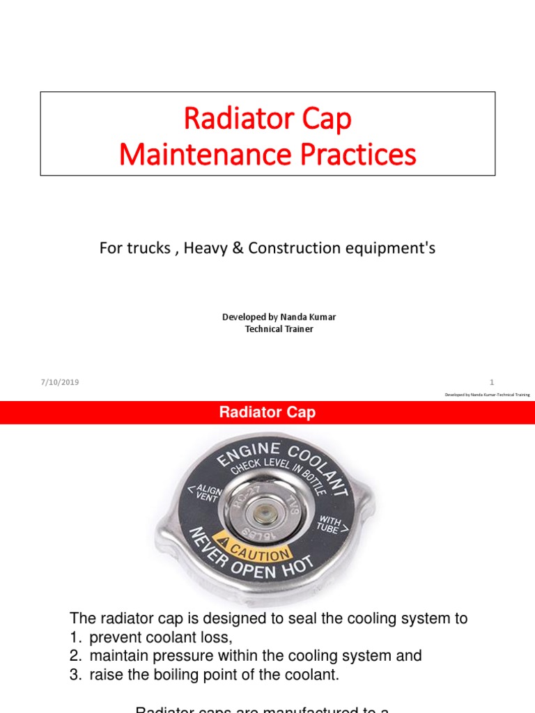 Radiator Caps Maintenance Practices For Trucks and Construction ...