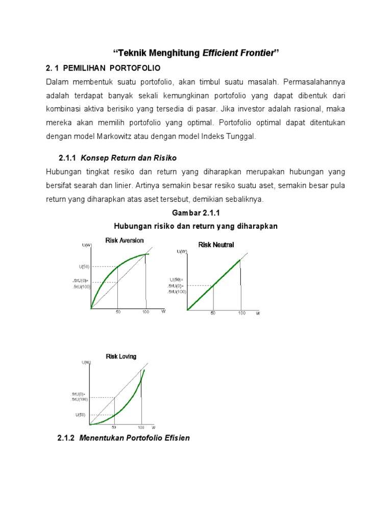 Teknik Menghitung Efficient Frontier | PDF