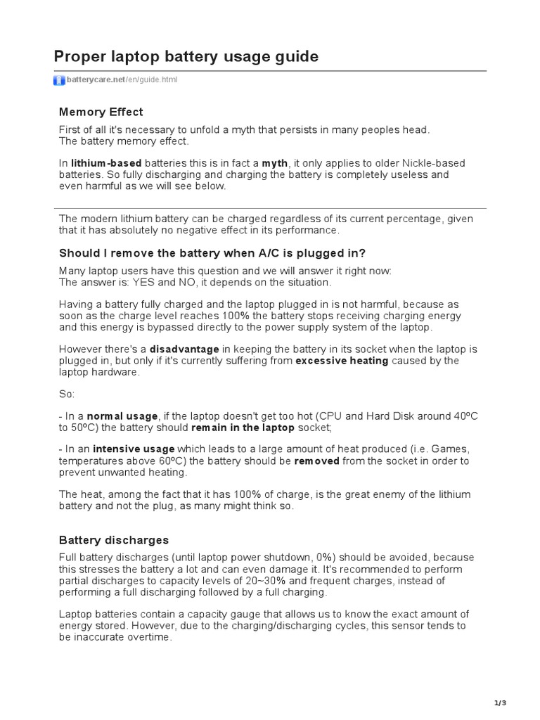 Laptop Battery Care and Usage Guide | PDF | Laptop | Manufactured Goods