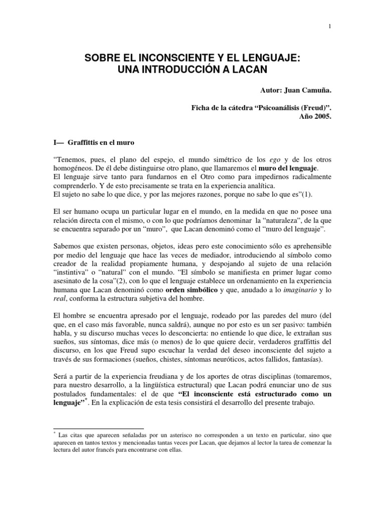 Introducción al Inconsciente Lacaniano | PDF | Jacques Lacan | Mente inconsciente