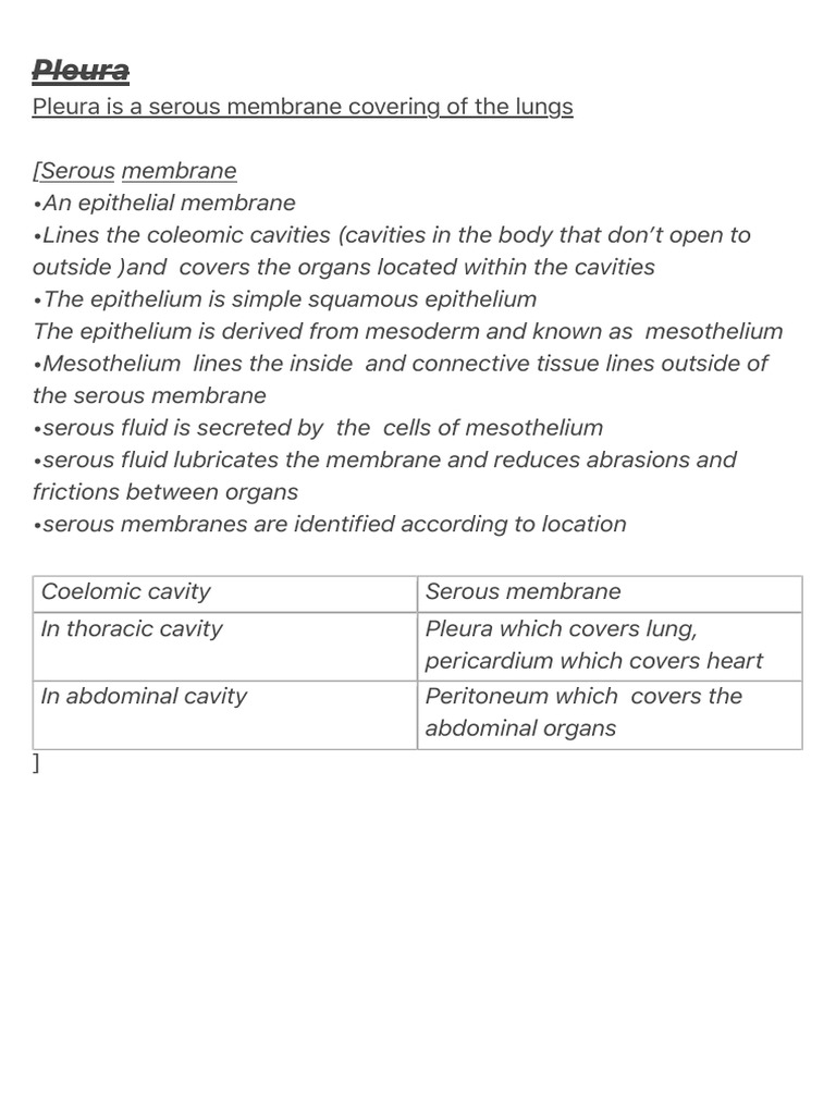 Pleura: Pleura Is A Serous Membrane Covering of The Lungs | PDF | Lung ...