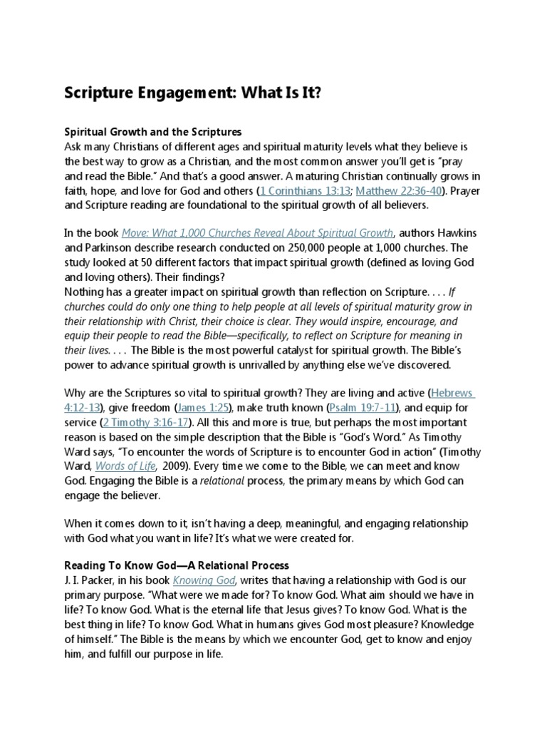 Scripture Engagement: What Is It?: Spiritual Growth and The Scriptures ...