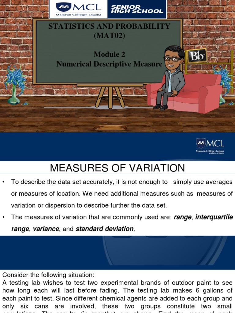 Statistics and Probability (MAT02) Numerical Descriptive Measure | PDF ...