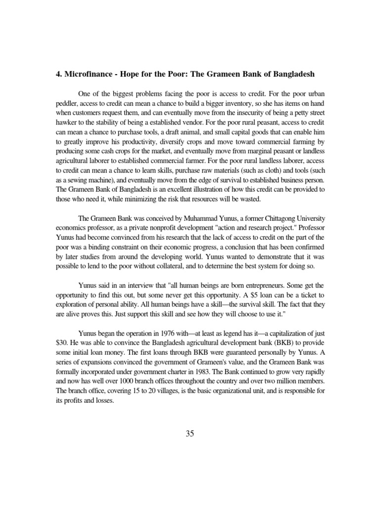 Case Study - The Grameen Bank of Bangladesh | PDF | Grameen Bank ...