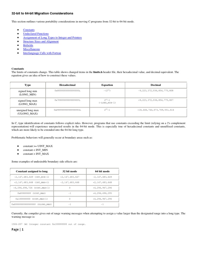 32-Bit To 64-Bit Migration Considerations | PDF | 64 Bit Computing | Integer (Computer Science)