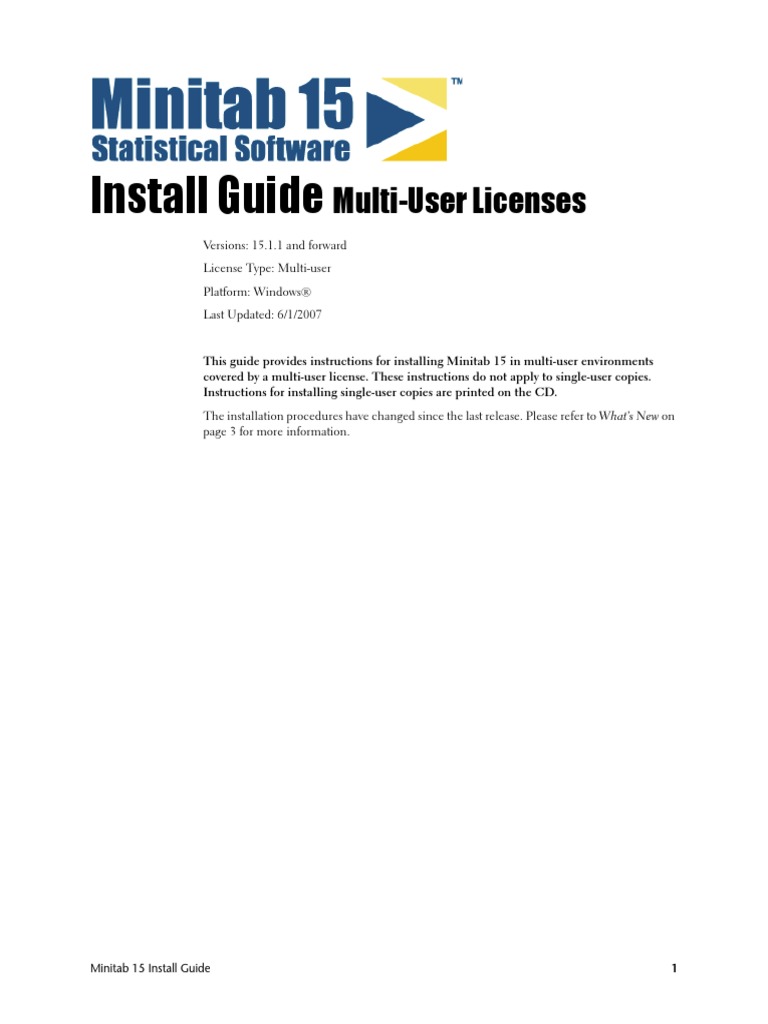 Install Guide Minitab Eng 15 | PDF | Installation (Computer Programs ...