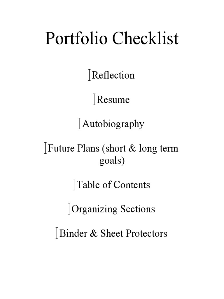 Portfolio Checklist | PDF