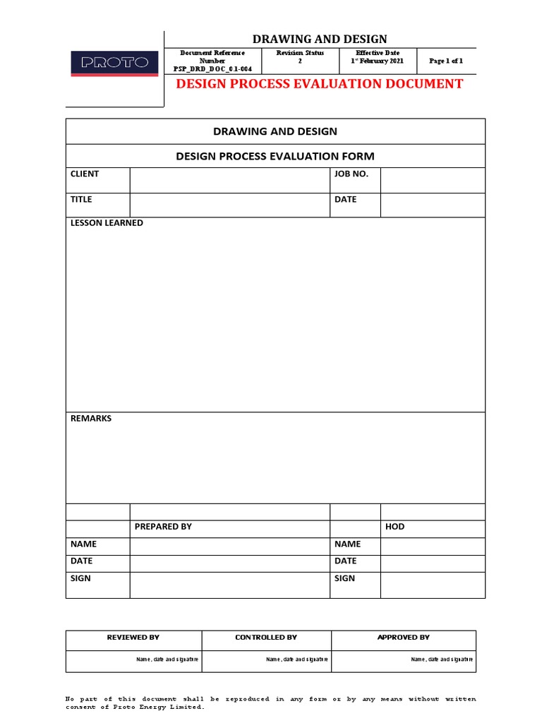 PSP - DRD - Doc - 0.1-004-Design Process Evaluation Form | PDF