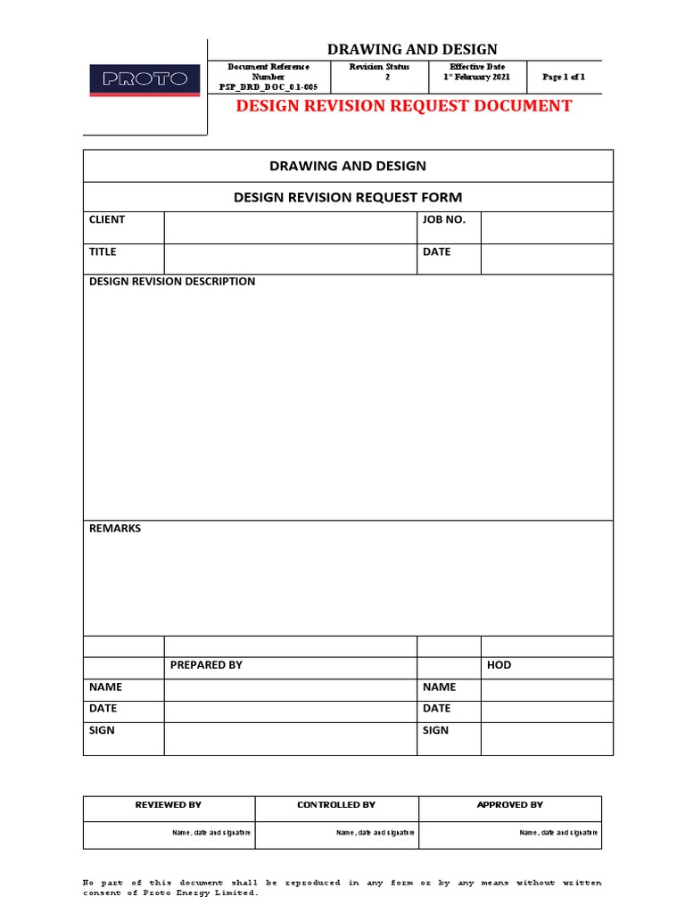 PSP - DRD - Doc - 0.1-005-Design Revision Request Form | PDF