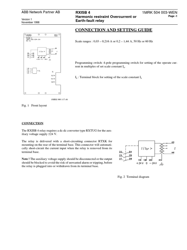 RXISB 4 Harmonic Restraint Relay Guide | PDF | Relay | Switch