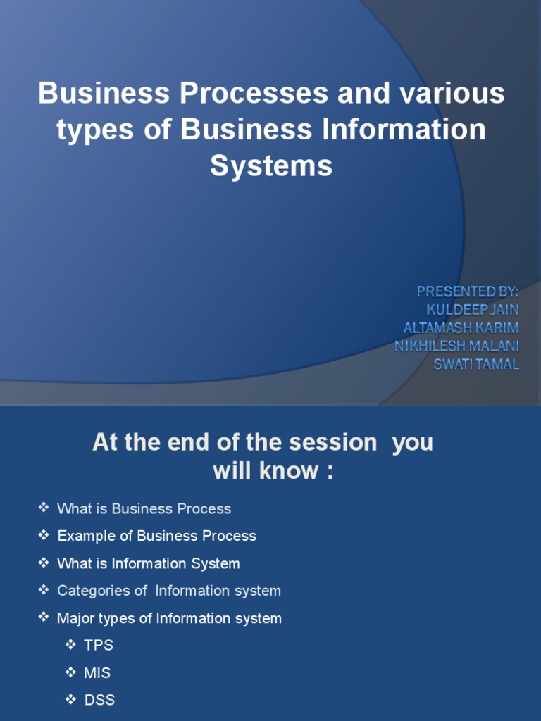 Business Processes and Various Types of Business Information Systems ...
