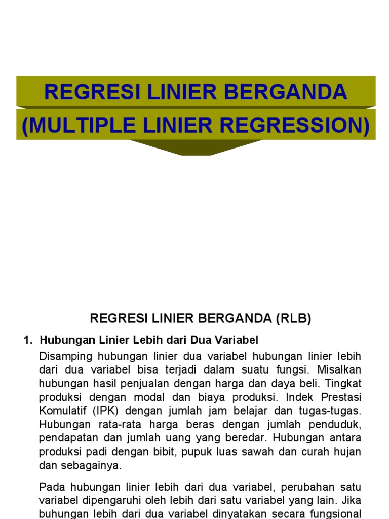 Regresi Linier Berganda | PDF