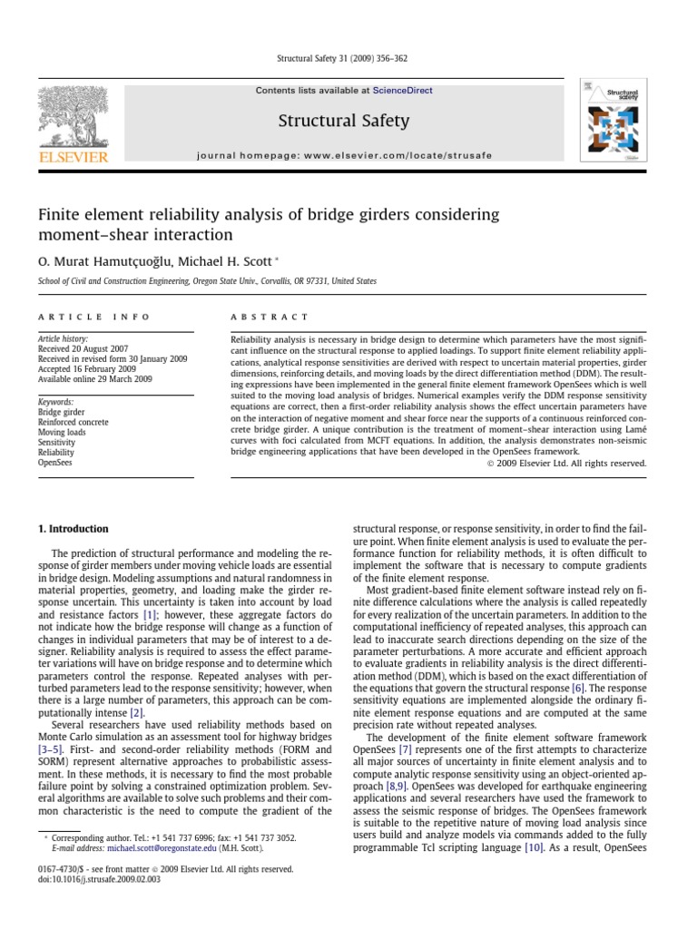 Finite Element Reliability Analysis Of Bridge Girders Consi 2009 