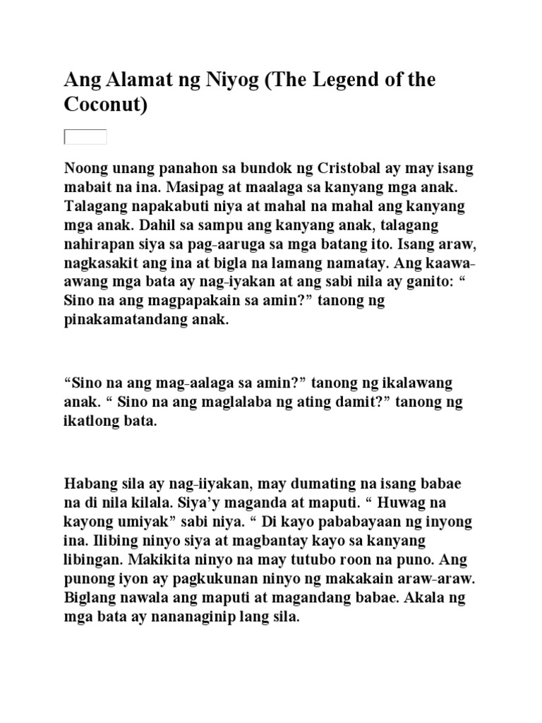 Ang Alamat NG Niyog