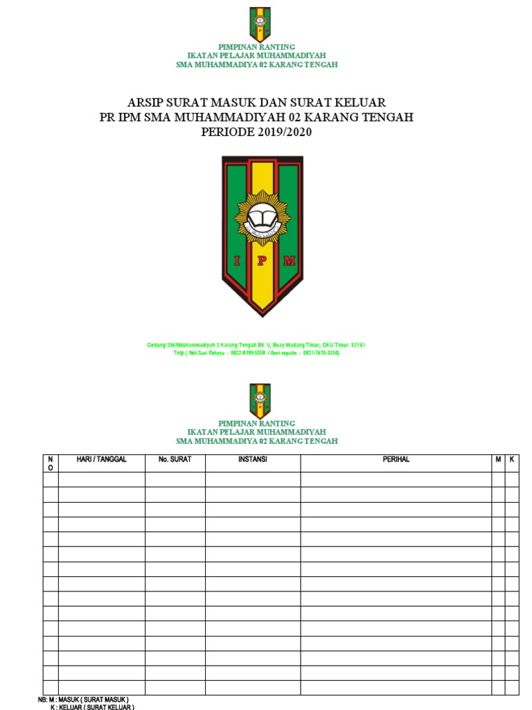 Arsip Surat Masuk dan Keluar IPM | PDF