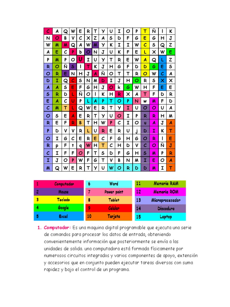 Sopa de Letras de Tecnologia | PDF | Informática | Ciencias de la ...