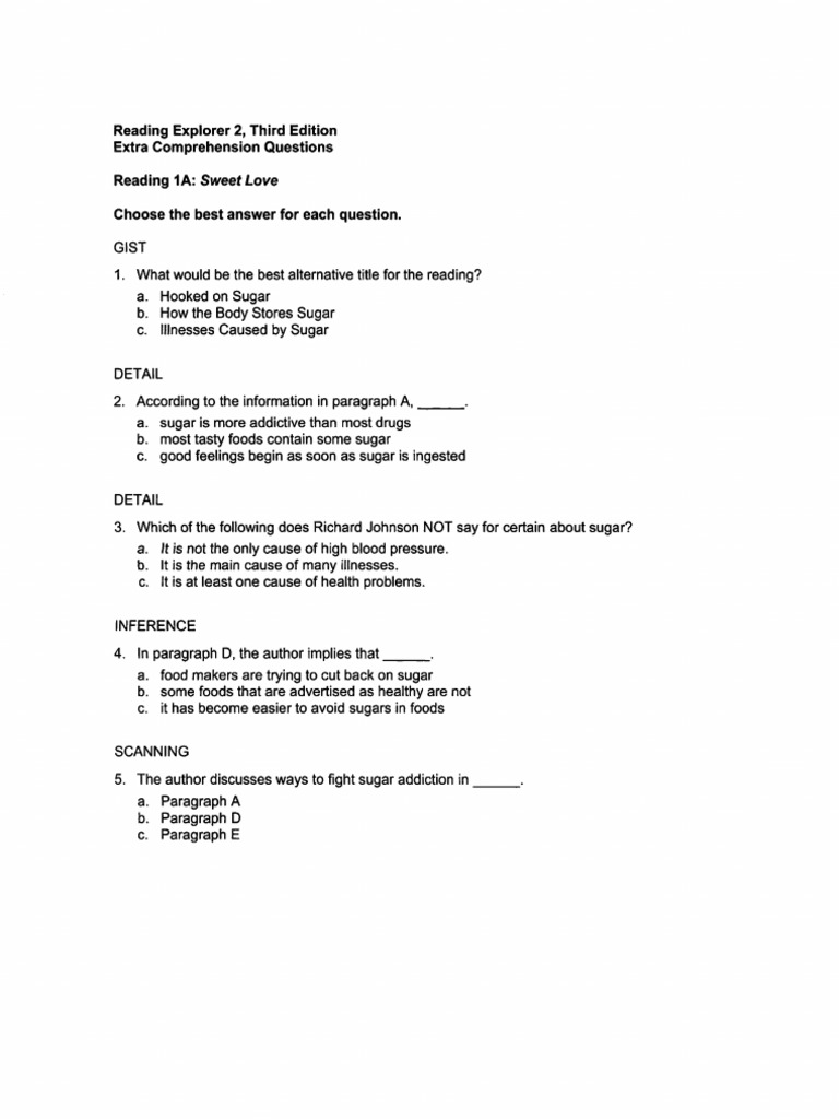 1A Extra Comprehension Questions | PDF
