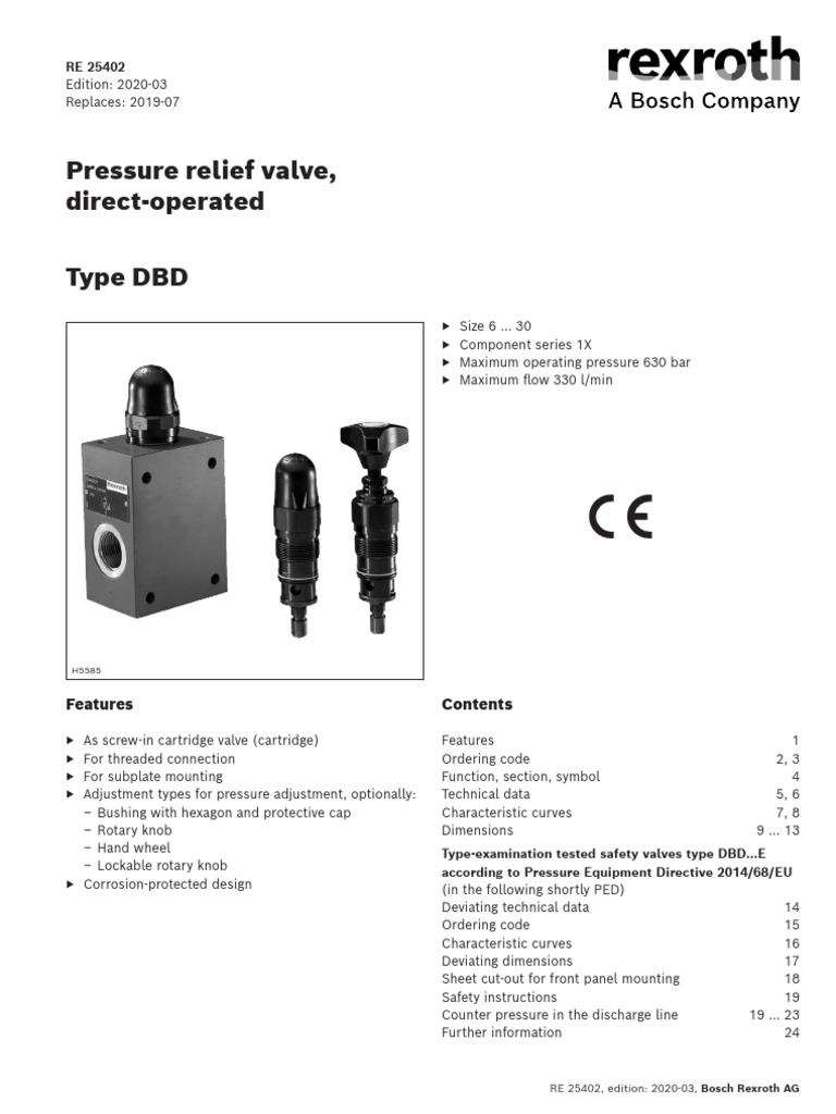 Pressure Relief Valve, Direct-Operated Type DBD: RE 25402, Edition: 2020-03, Bosch Rexroth AG ...