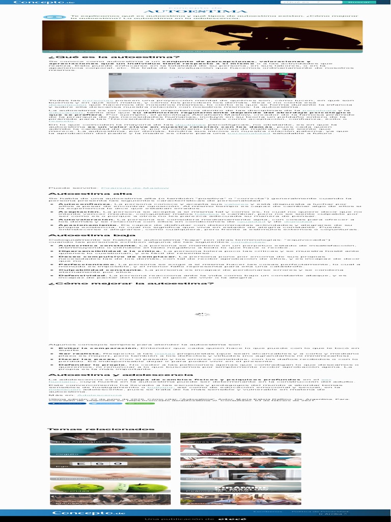 Autoestima - Concepto, Autoestima Alta y Baja, Cómo Mejorarla | PDF ...