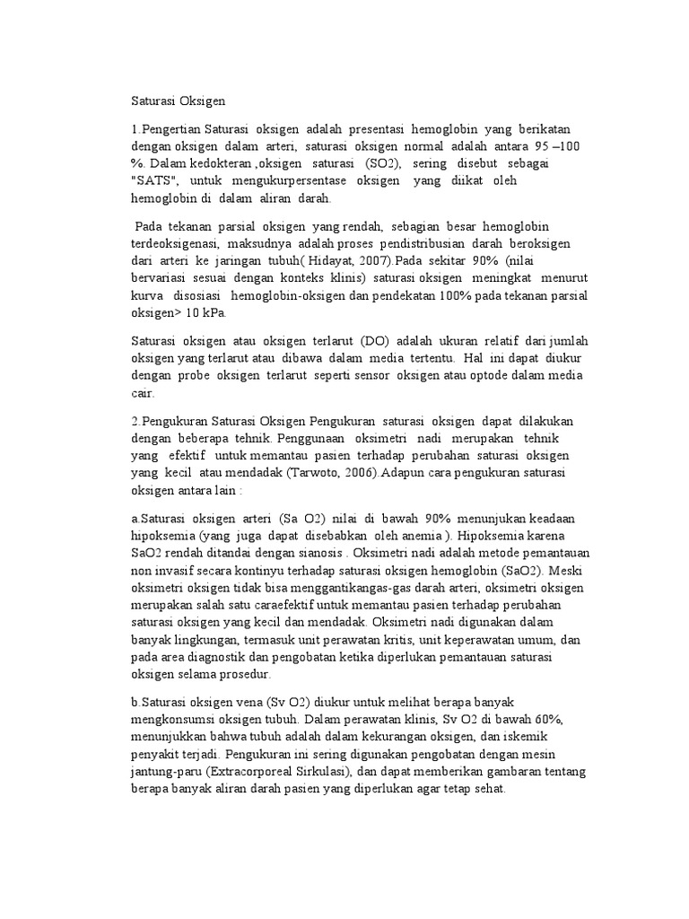 Saturasi Oksigen | PDF | Pengembangan Diri | Kesehatan Holistik