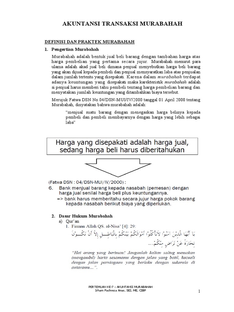 7 Pertemuan Ke-7 Resume Murabahah | PDF