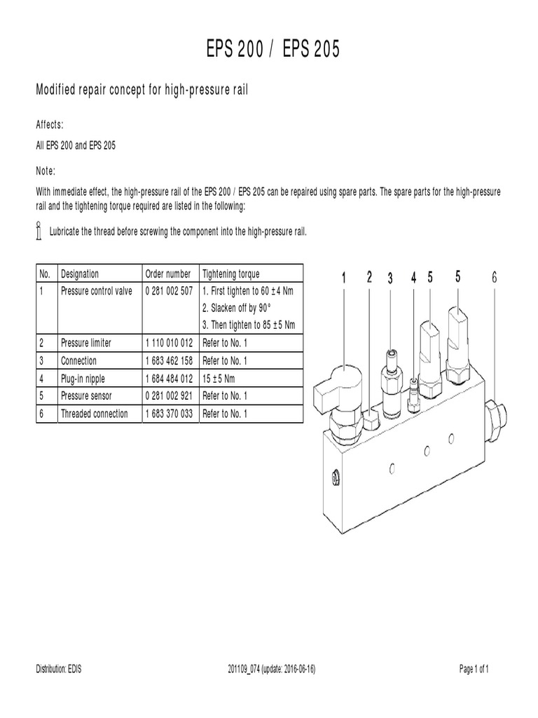 EPS 200/205 High-Pressure Rail Repair Guide | PDF