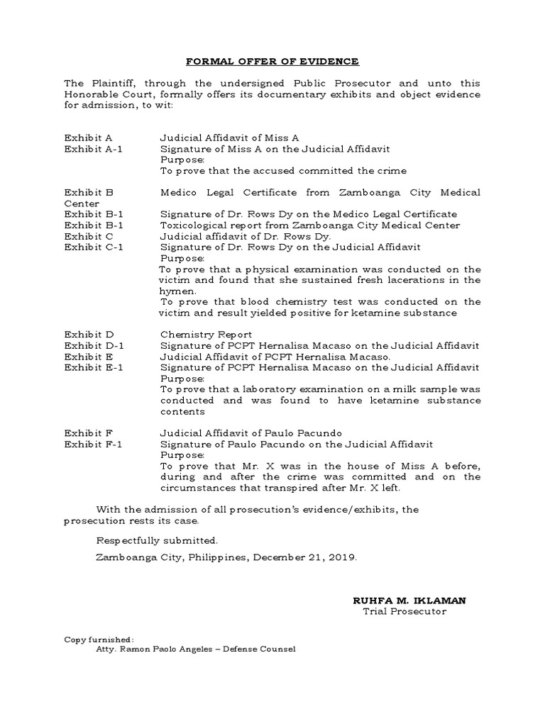 Script Offer of Evidence (Print) | PDF