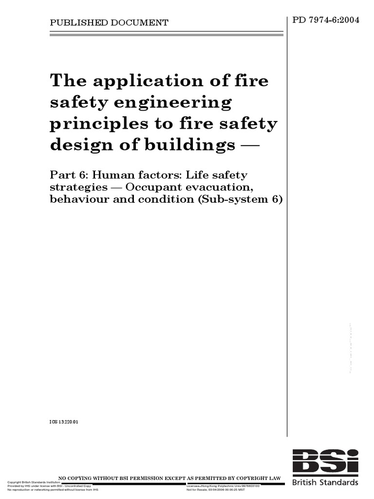 PD 7974-6-2004 Human Factors - Life Safety Strategy | PDF | Fire Safety | Safety