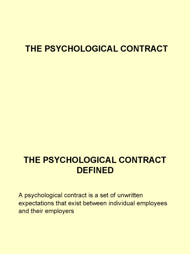The Psychological Contract | PDF | Psychology | Human Nature