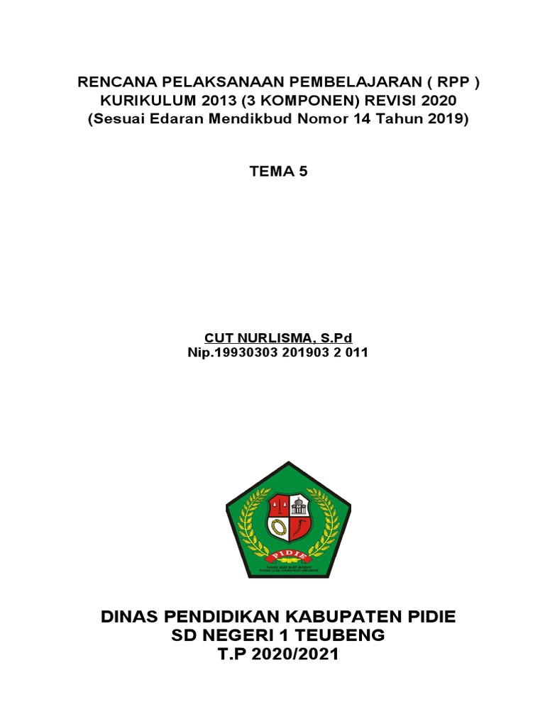 Cover RPP 1 Lembar | PDF | Kajian Bahasa Asing | Sains & Matematika